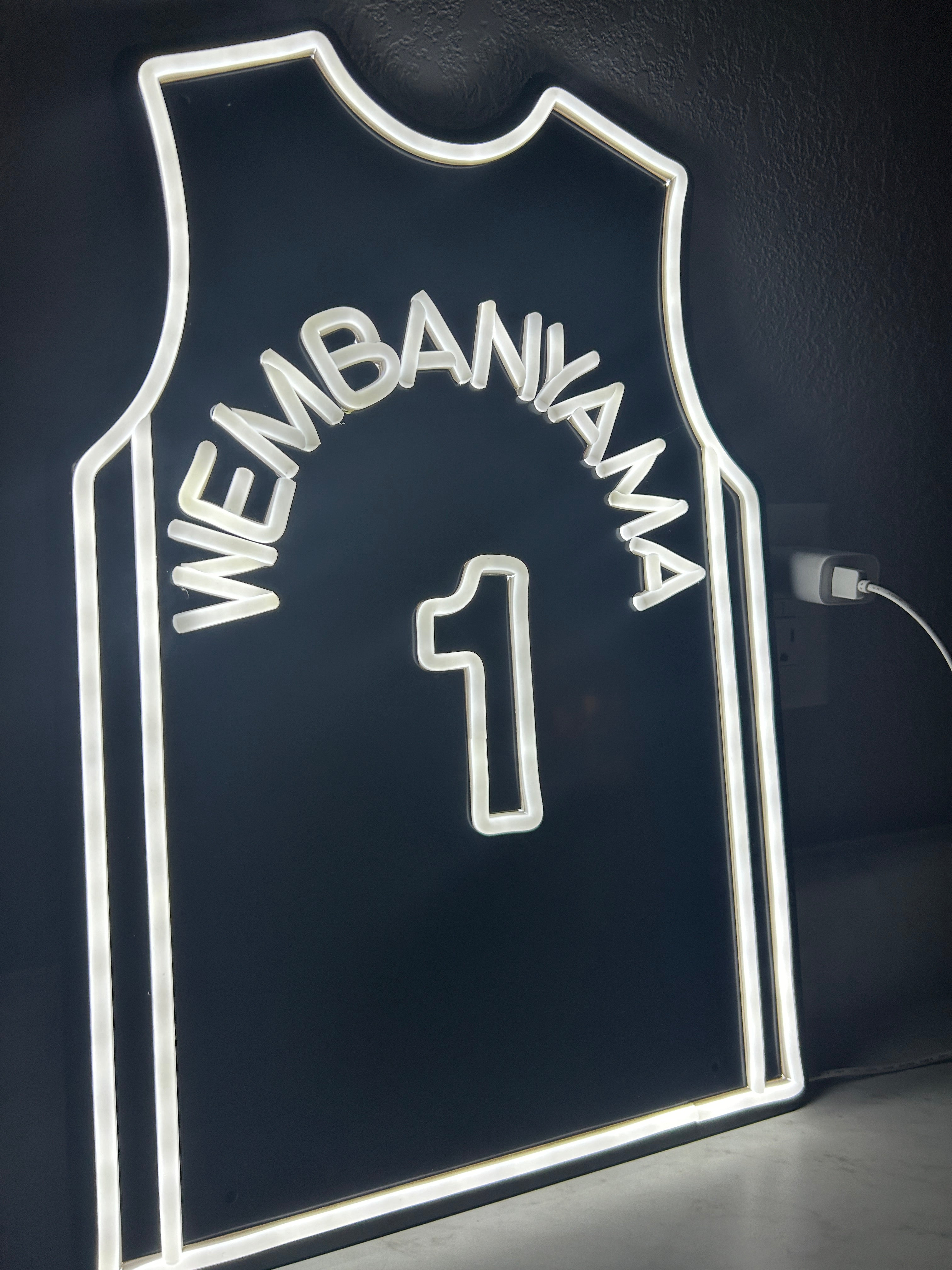 Wembanyama #1 Glow Jersey, Sports LED Sign, Basketball Wall Decor, Mens ...