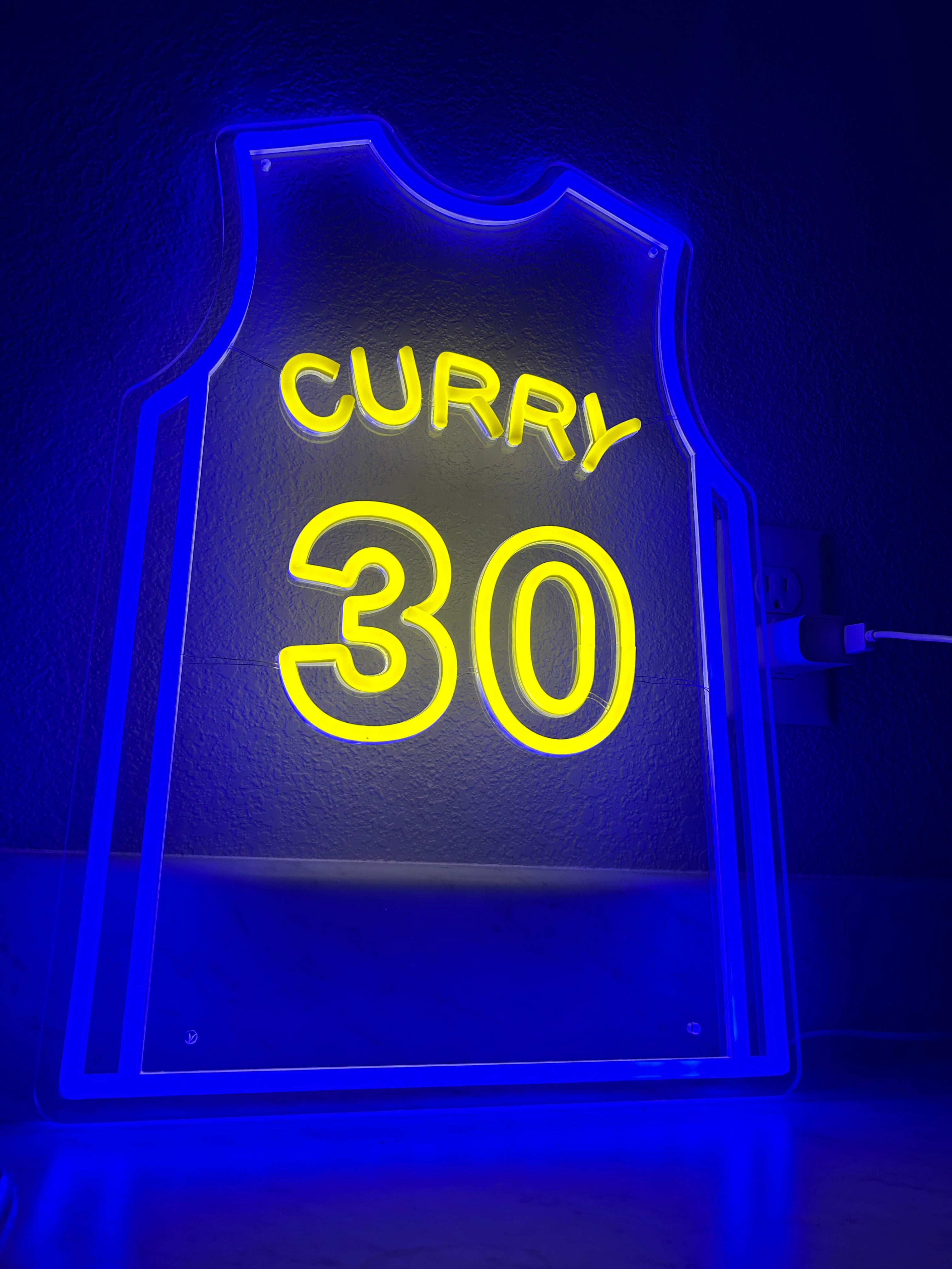 Curry #30 Glow Jersey, Sports LED Sign, Basketball Wall Decor, Mens ...