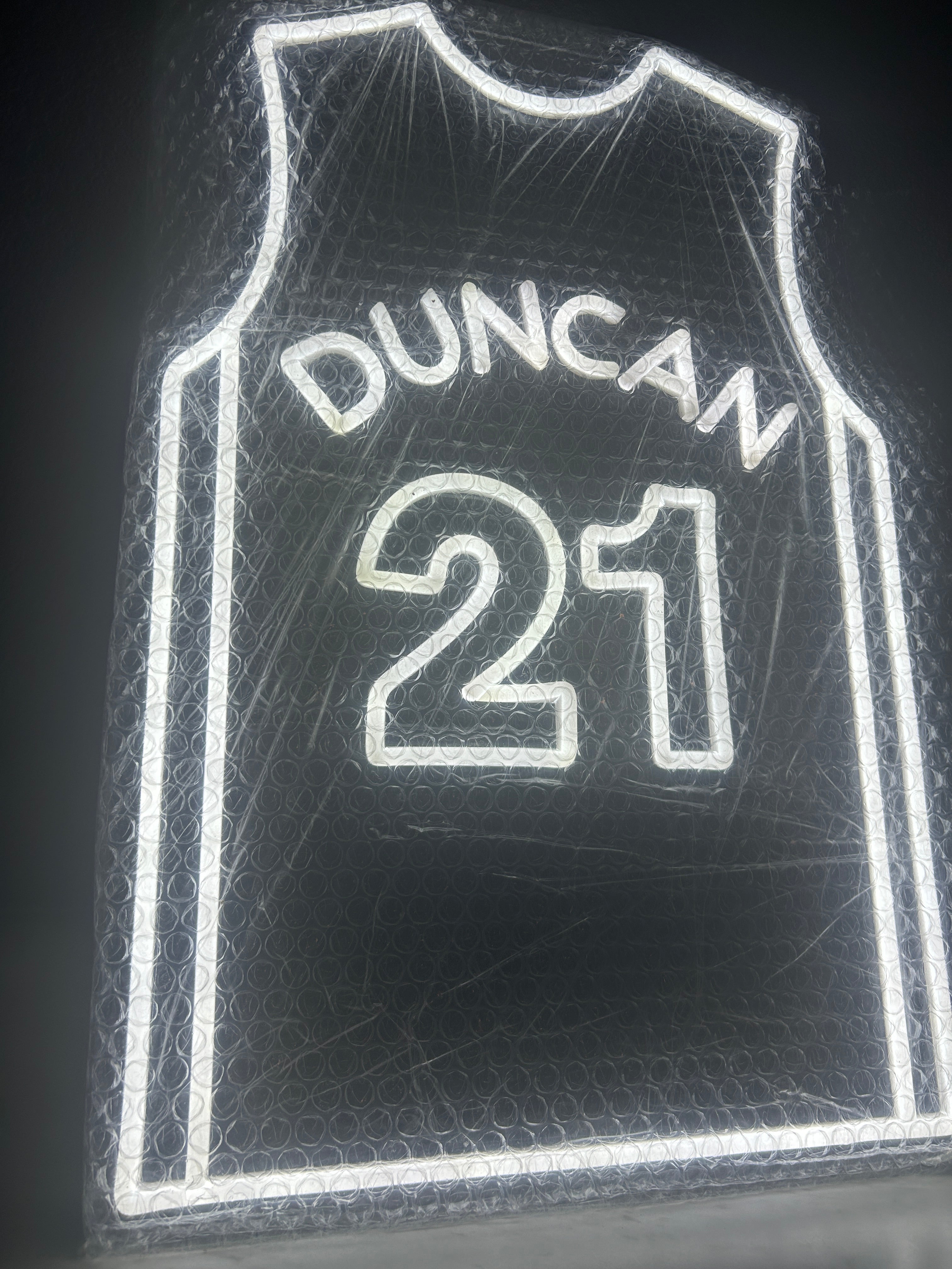 Duncan #21 Glow Jersey, Sports LED Sign, Basketball Wall Decor, Mens ...