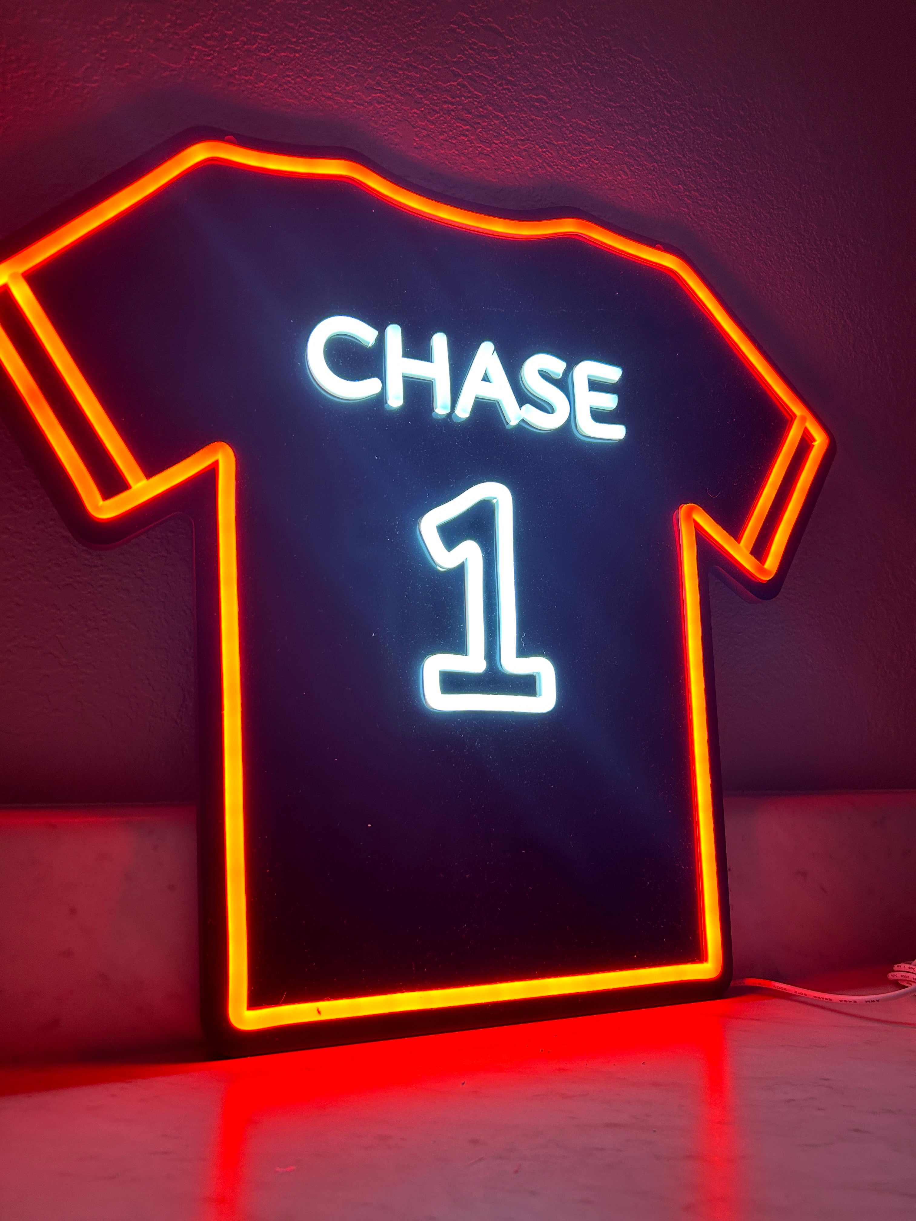 Chase #1 Glow Jersey, Sports LED Sign, Football Wall Decor, Mens Room ...