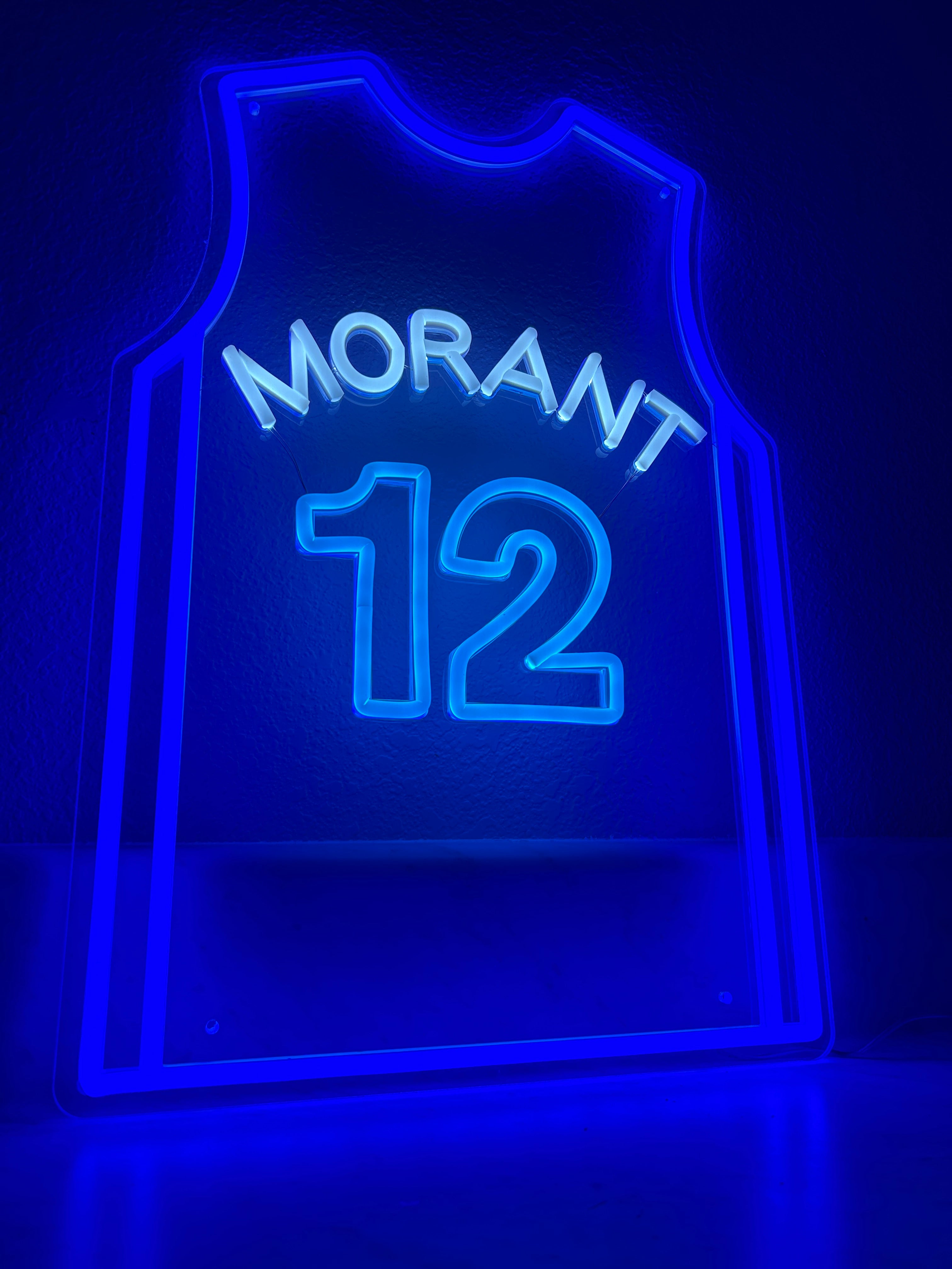 Morant #12 Glow Jersey, Sports LED Sign, Basketball Wall Decor, Mens ...