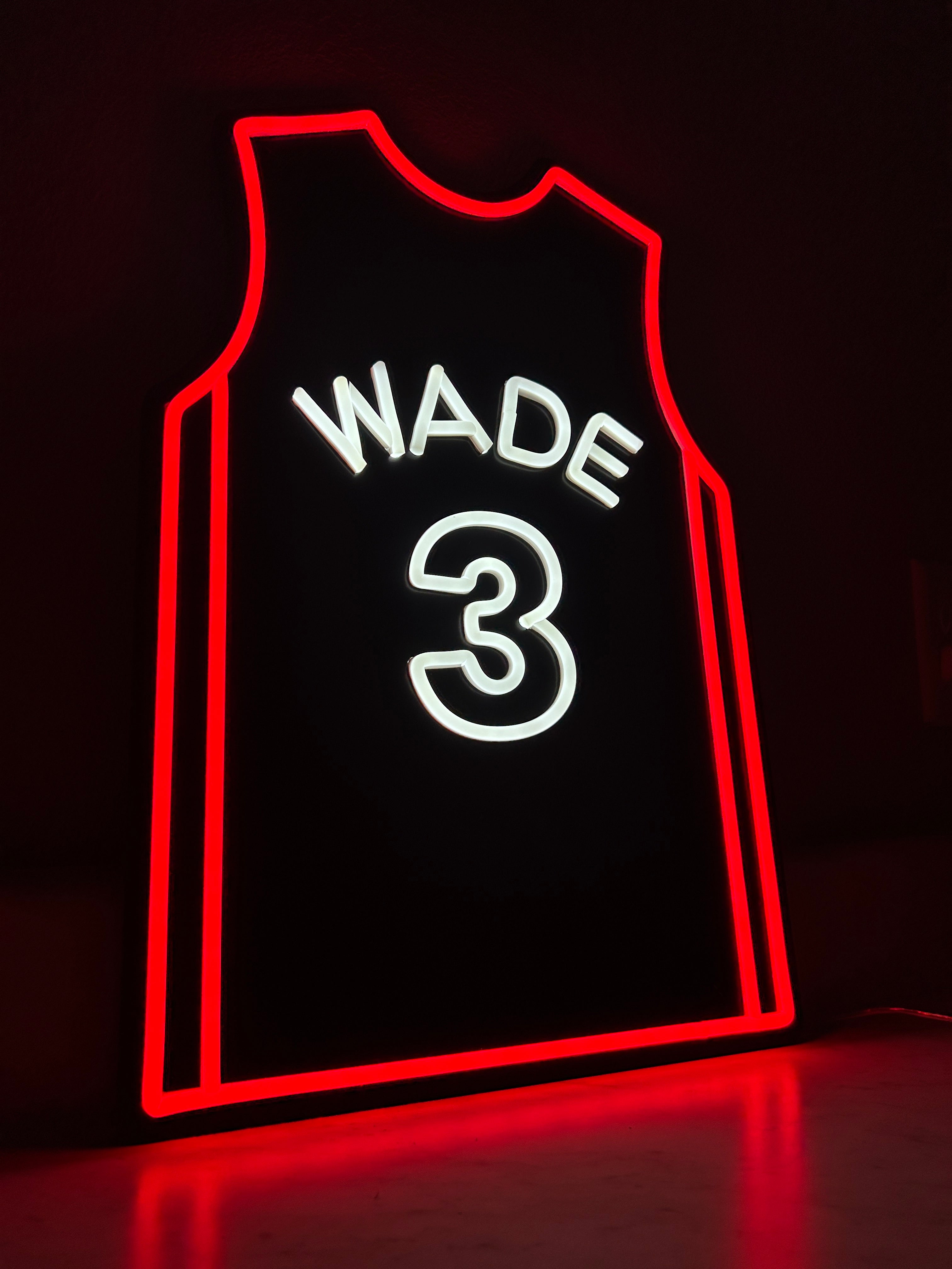Wade #3 Glow Jersey, Sports LED Sign, Basketball Wall Decor, Mens Room ...