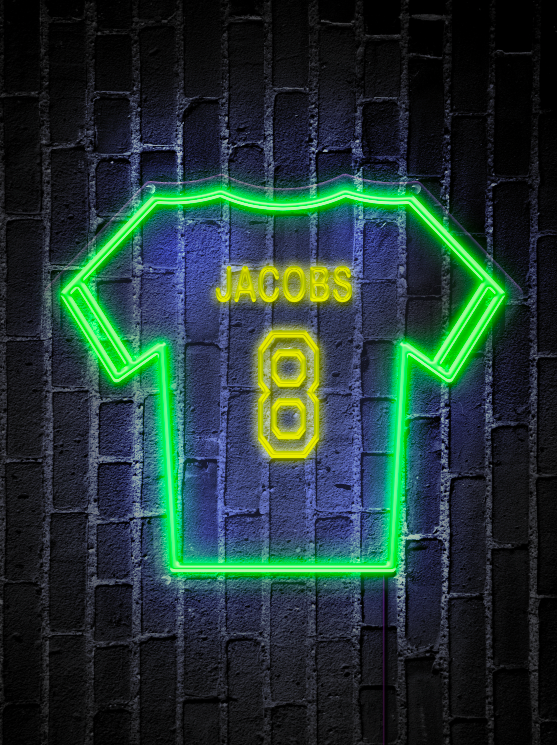 Jacobs #8 Glow Jersey, Sports LED Sign, Football Wall Decor, Mens Room ...